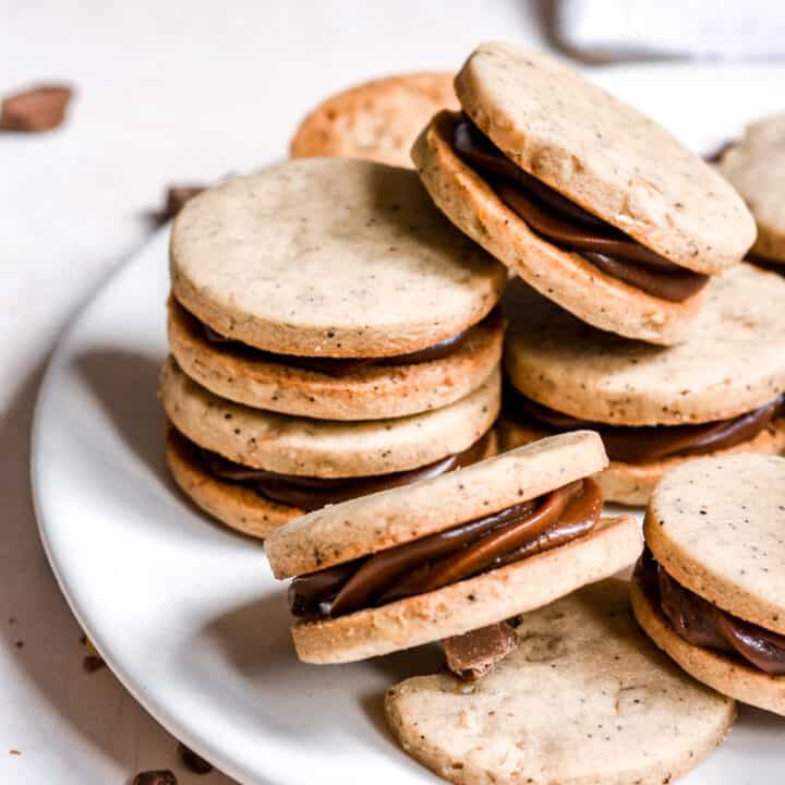 Coffee & Chocolate Ganache Sandwich Cookies - With Love Kitty